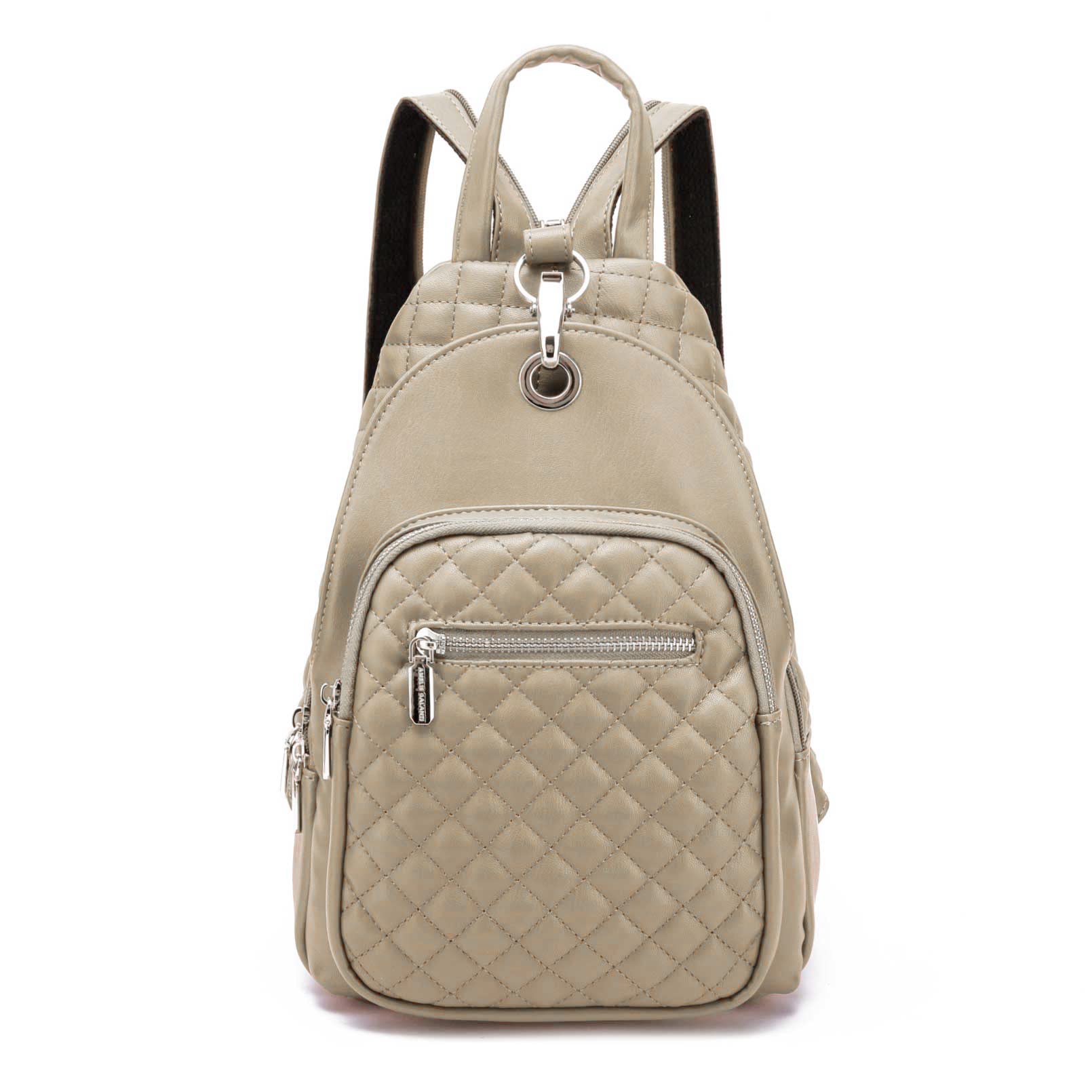 AMELIE GALANTI PU Leather Small Backpack Purse for Women,Small Crossbody Sling Bag Multipurpose Chest Bag for Women Cycling (Beige-1)