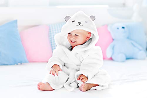 HIPHOP PANDA Baby Animal Face Robe Viscose Derived From Bamboo for 0-9 Months - 2 Layer Softest Baby Bath Hooded Robe, Bear