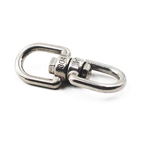 304 Stainless Steel Eye to Eye Swivel Ring,M10 3/8" Key Ring Keychain Connectors for Anchor Chain (2PCS)