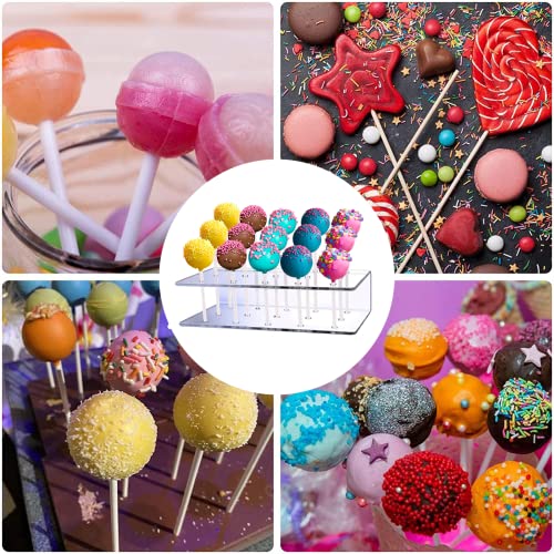 Aongch 2 Packs Cake Pop Display Stand 15 Hole Clear Acrylic Cake Pop Stand Lollipop Stand Holder Display for Weddings Baby Showers Birthday Party Halloween Christmas Candy Decorative