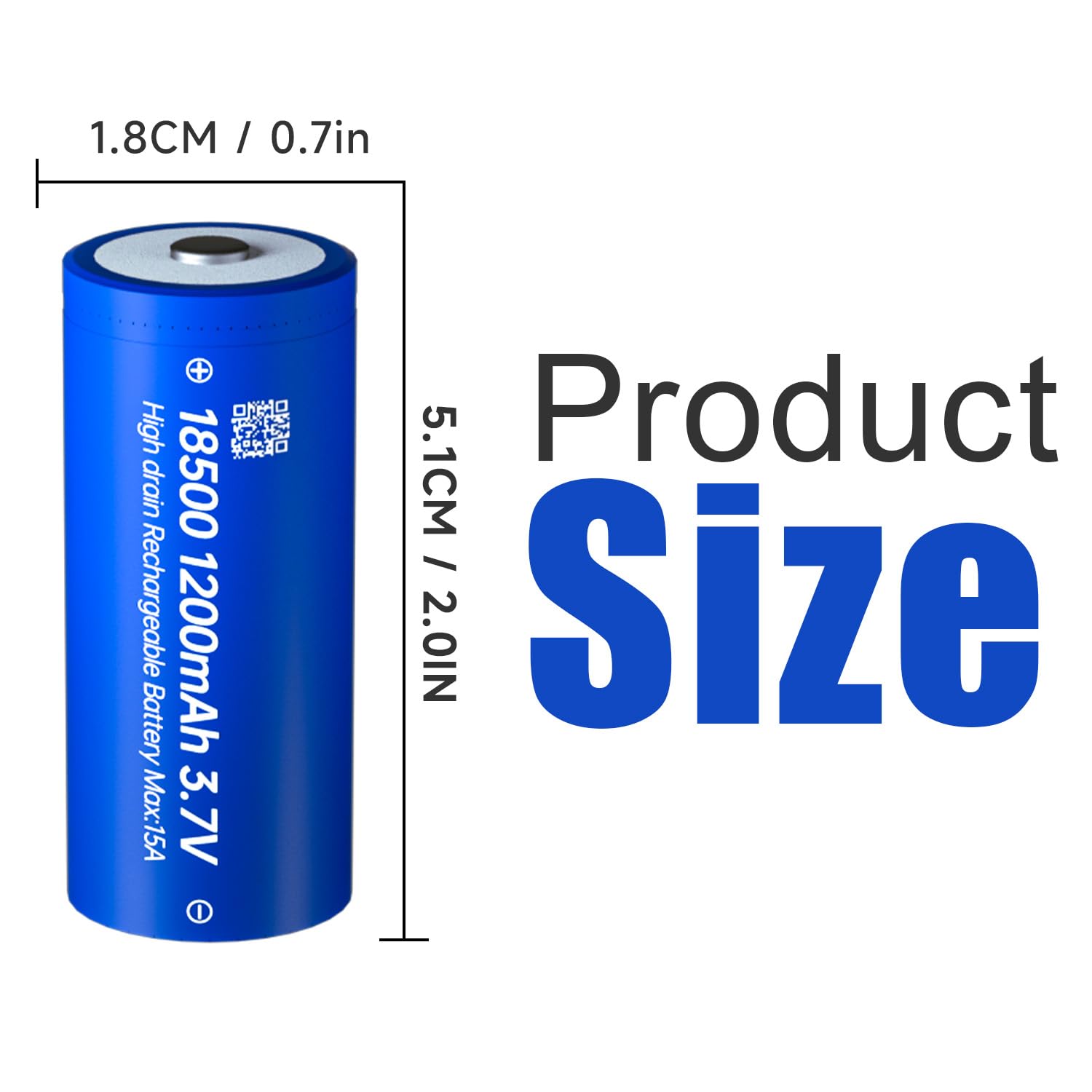 Imren 18500 Rechargeable Batteries, 4PCS IMR 18500 3.7V 1200mAh Rechargeable Battery for Flashlight, Solar Garden Light with Button Top