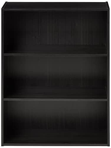 Furinno Pasir 3-Tier Open Shelf Bookcase, Espresso & Pasir 4-Tier Bookcase/Bookshelf/Storage Shelves, Espresso