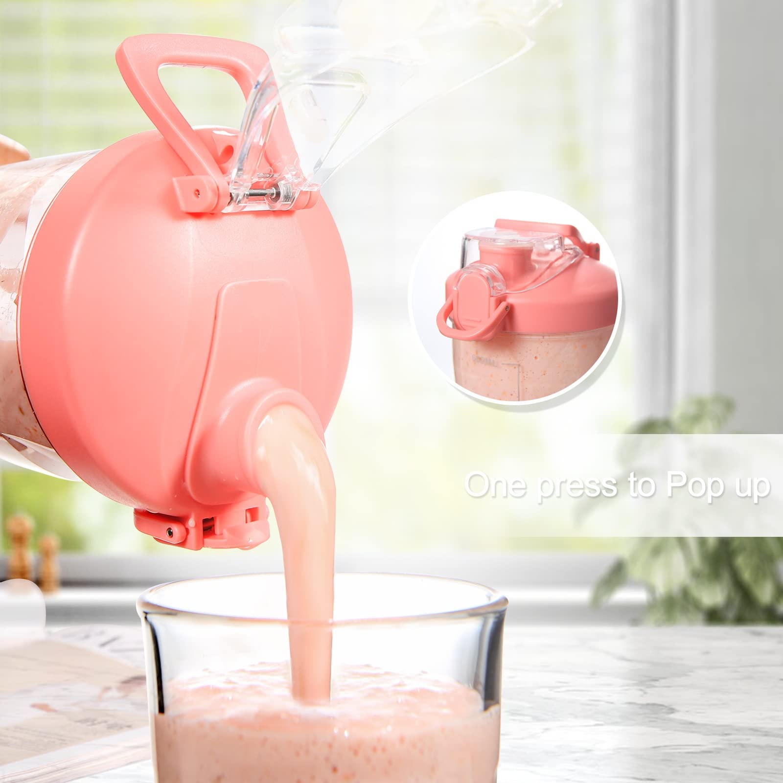 2 Portable Blender, Personal Size Blender for Shakes and Smoothies with 6 Blades Mini Blender 20 Oz for Kitchen,Home,Travel(Pink+Black)