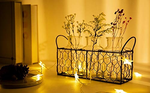 Diamond Star 3Pcs Clear Glass Milk Bottle Vases in Basket Caddy Vintage Style Jars Sets (3Pcs , 11"L X 3"W X 5.5"H)