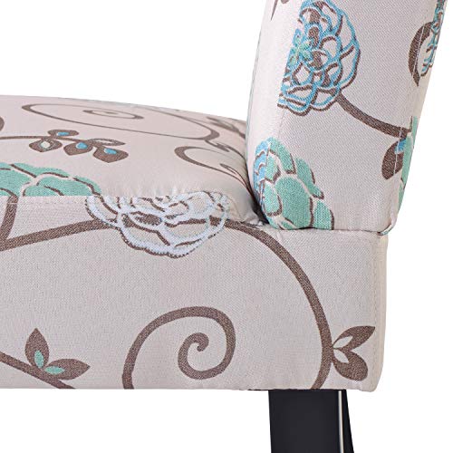 LZ LEISURE ZONE Urban Stylish Fabric Accent Dining Chairs Sofa Side Chairs Upholstered Armchair with Wood Legs Home Furniture (Floral)