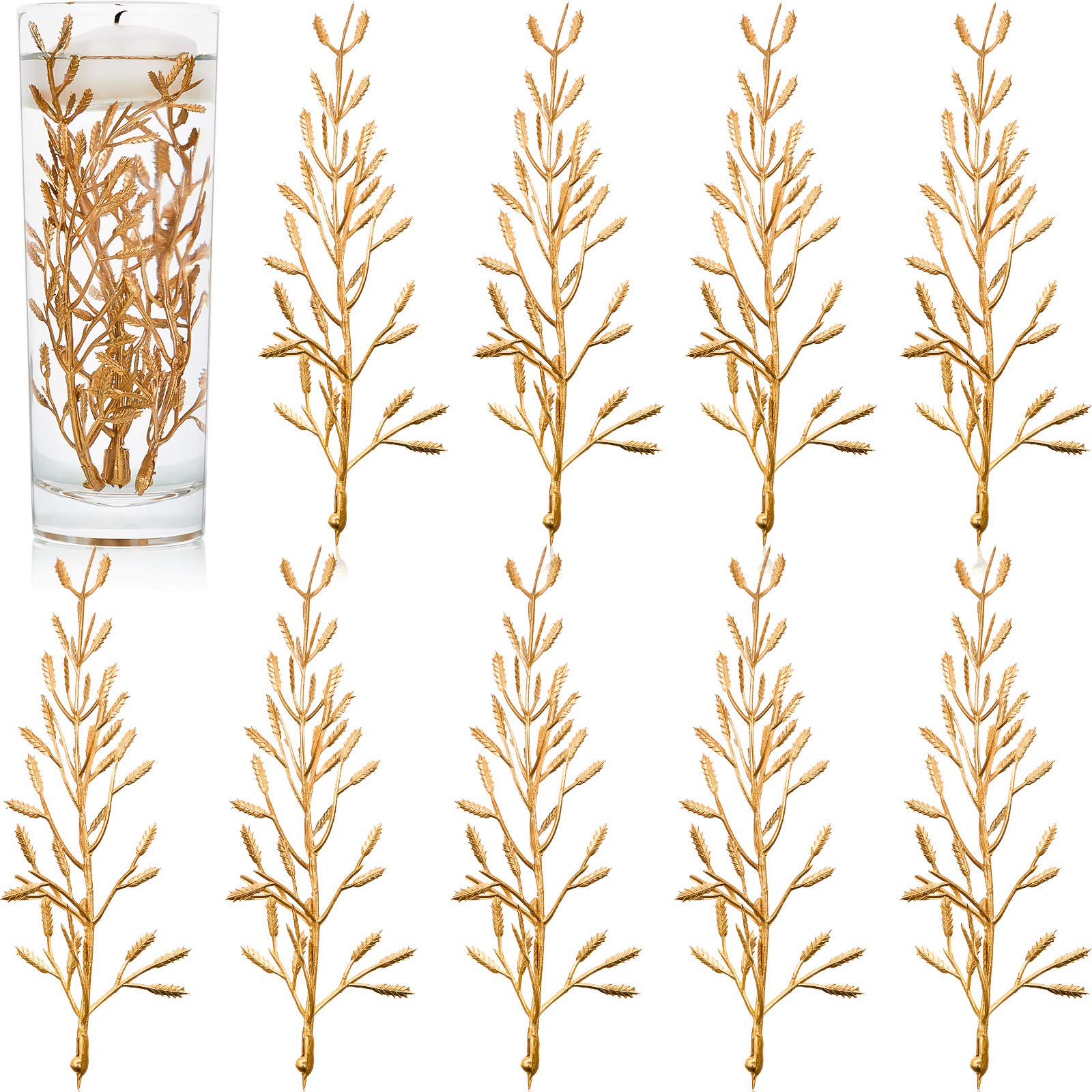 30 Pieces Faux Flowers for Floating Candles Centerpiece 6 Inch Mini Flower Filler Vase Fillers Filling in Floating Candles for Wedding Dinning Table Party Home Bar Restaurant Decoration (Gold)