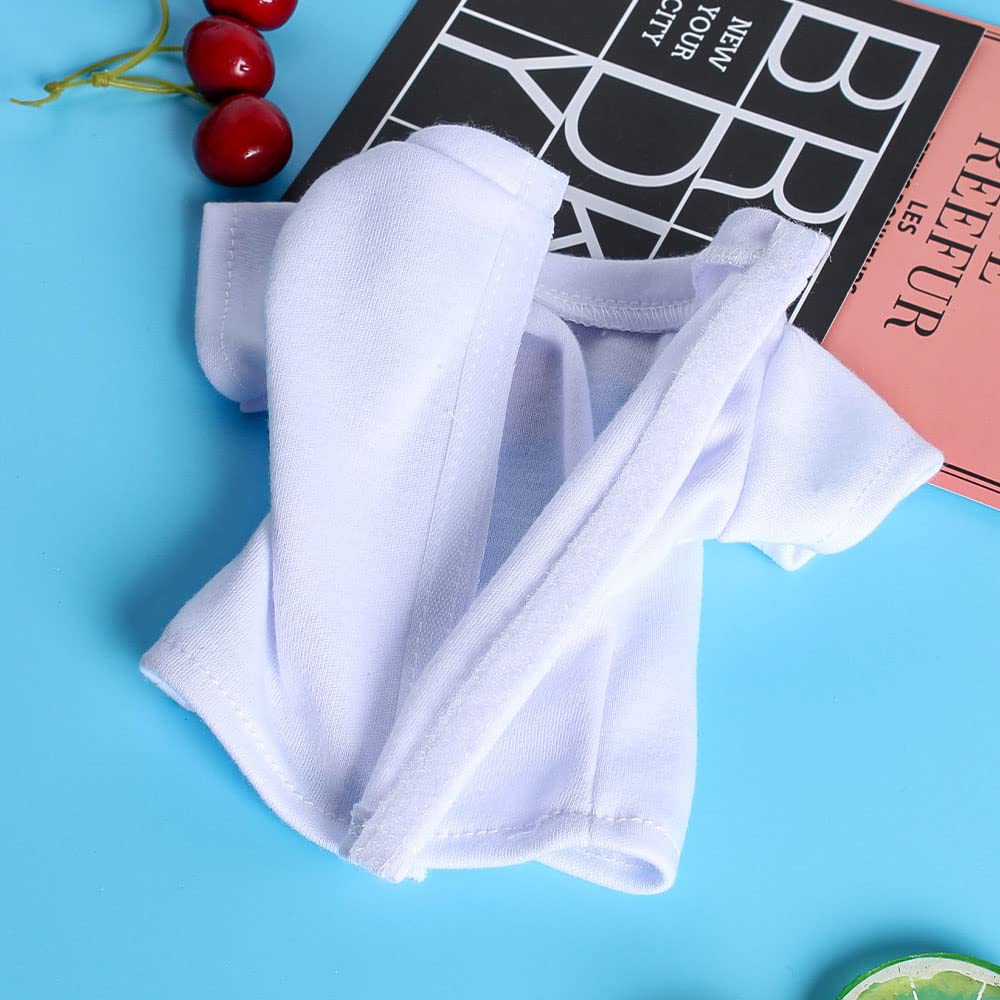 18 Inch Doll Clothes 5-Pack Long Sleeved White T-Shirts with 10 PC Woven Patches Fit 18 Inch Dolls (Short Sleeved T-Shirts)