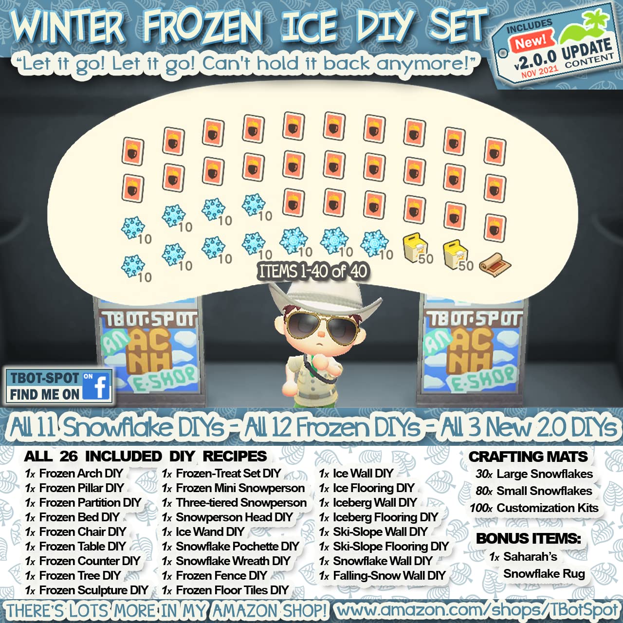 ACNH: Winter Snow & Ice Mega Set | 22 DIY Recipes | Crafting Materials | 1.0 Base Game Content