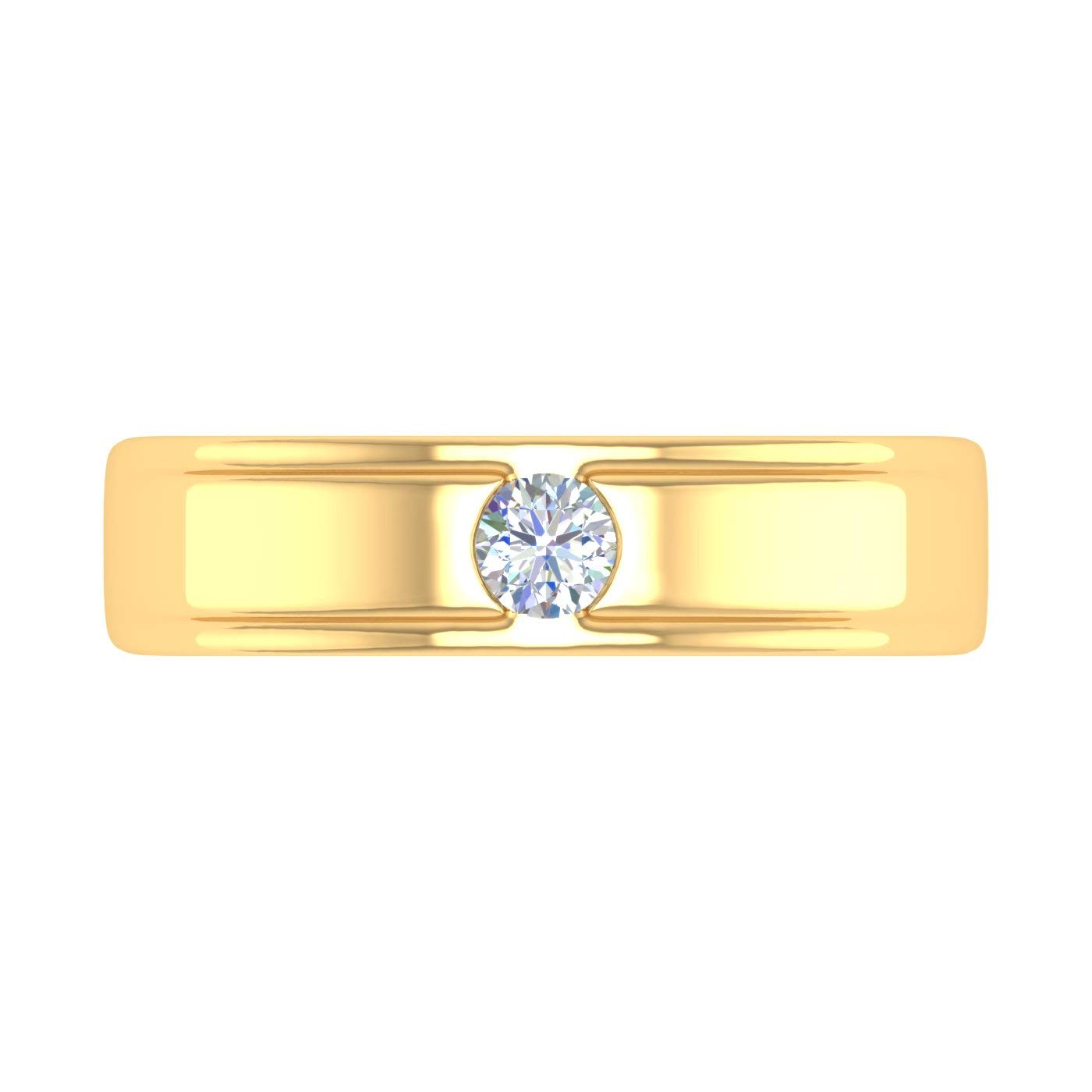 14K Yellow Gold Channel Set Diamond Solitaire Wedding Band Ring (0.18 Carat) (Ring Size 7)