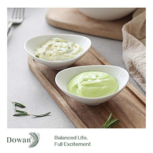 DOWAN Ceramic Dip Bowls, 3 Oz 8 Pack White Dipping Bowls, Mini Serving Bowls for Side Dishes, Sushi Soy Sauce Dish, Gravy Boat Porcelain Dipping Sauce Cups for BBQ and Party Dinner