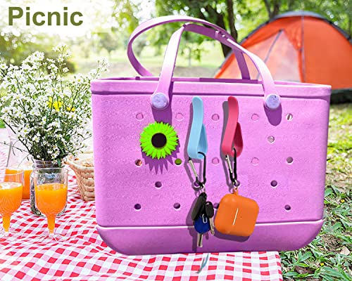 Aovaely 2 Pack Beach Bag Charms Hooks, Beach Bag Accessories Inserts for Hanging Key Cup Holder Tote Bag Accessories for Beach Camping