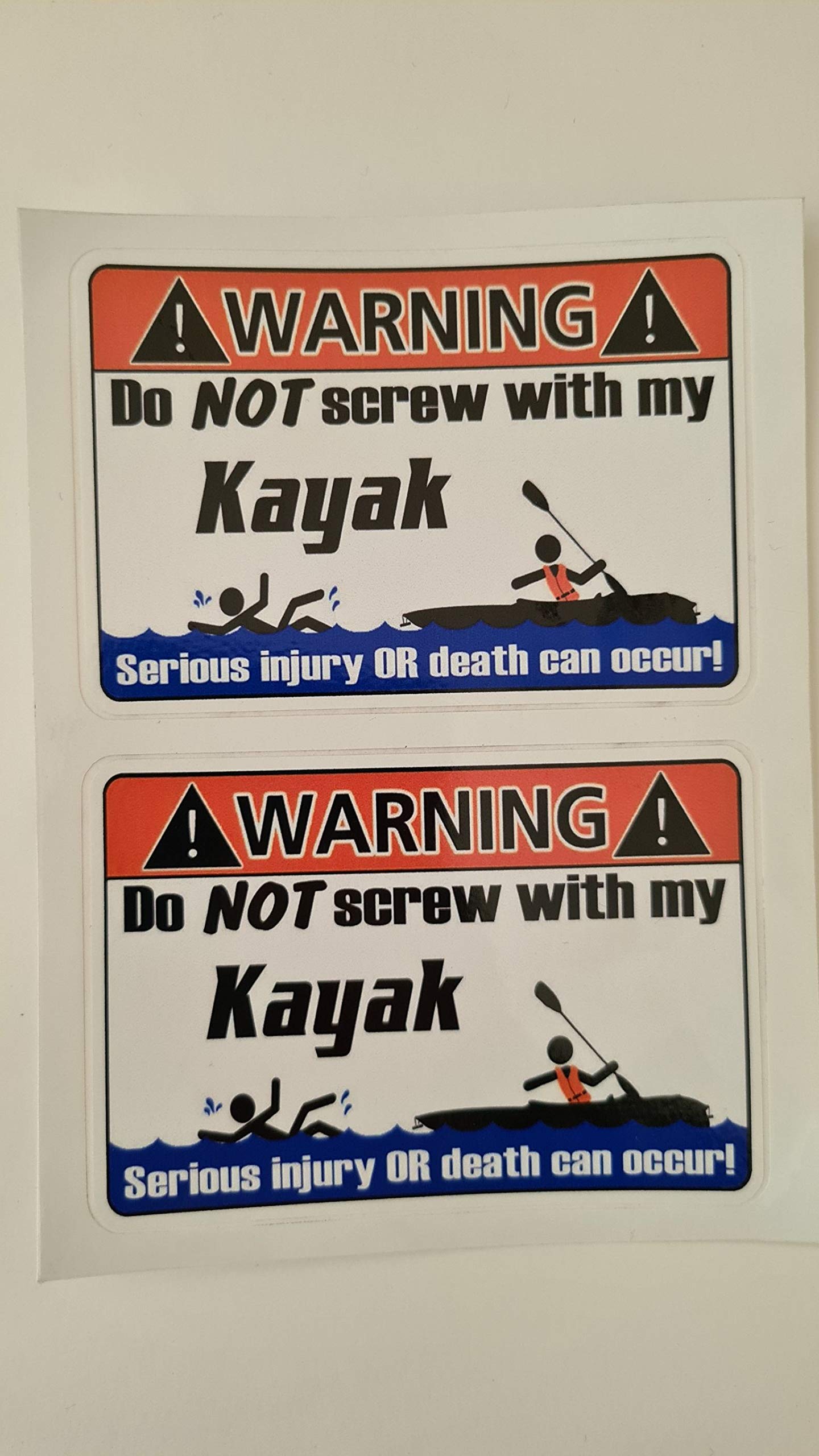 2 pcs Kayak Warning Sticker Decal, Kayak Decals for Kayak, Canoe, Fishing Boat, Wall, Car