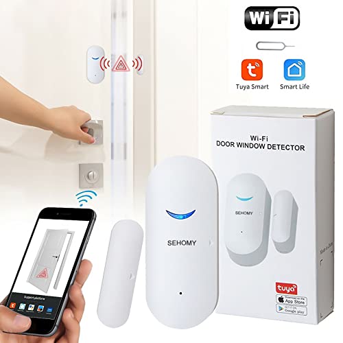 3 Pack WiFi Door Sensor Detector, Smart Wireless Window Sensor Real-time Alarm Compatible with Alexa Google Assistant, Home Security Door Open Contact Sensor for Bussiness Burglar Alert