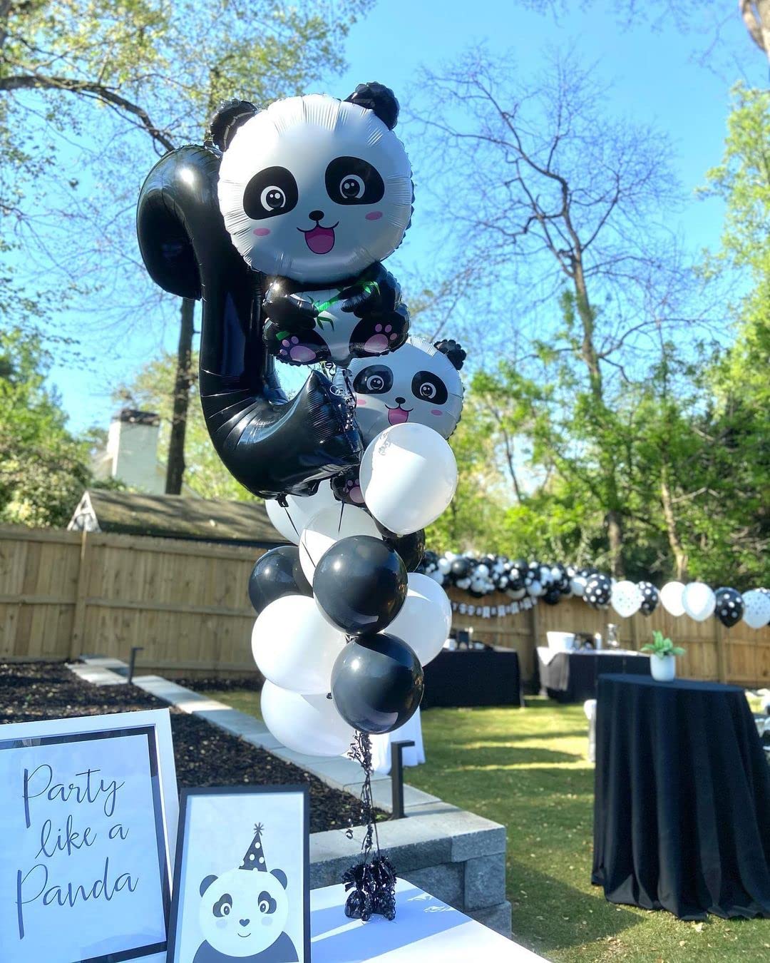 2 Pcs Panda Large Mylar Foil Balloons Jungle Safari Animals Theme Birthday Party Decorations Kids Gift Shower Decor Supplies