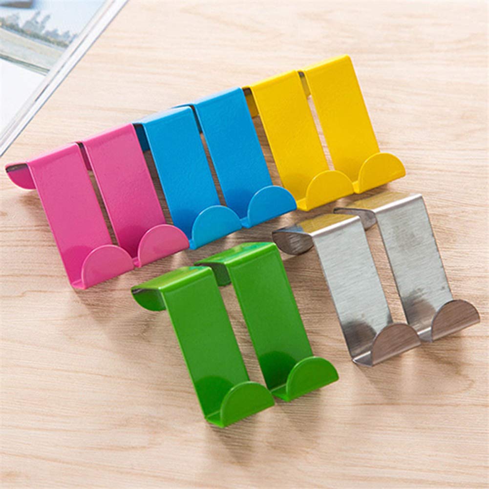 Baost 2 Pcs Stainless Steel Over The Door Hooks Z Shaped Hanging Hooks Bathroom Door Cabinet Back Hanger Hook Kitchen Space Saving Storage Organizer Rack for Towel, Hat, Coat Yellow