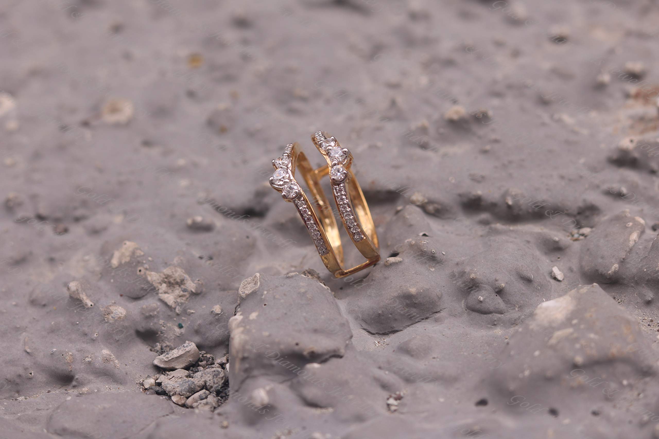 14K Yellow Gold Plated 5/8ct Brilliant Cut Created Simulated Diamonds Solitaire Enhancer Ring Guard Wrap for Womens