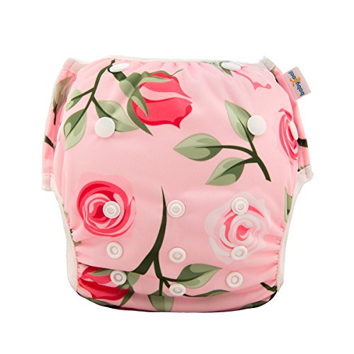 Babygoal Baby Girl Swim Diaper, Reusable Adjustable Washable Swim Underwear Fits 0-8M Baby Gifts and Swimming Lessons One Pack Small