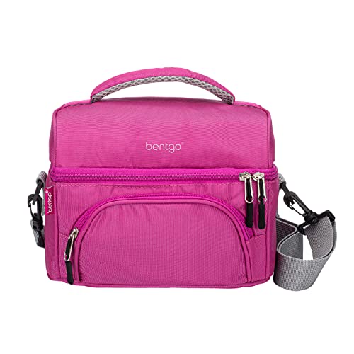 BentgoĀ® Deluxe Lunch Bag - Durable and Insulated Lunch Tote with Zippered Outer Pocket, Internal Mesh Pocket, Padded & Adjustable Straps, & 2-Way Zippers - Fits Most Lunch Boxes (Purple)