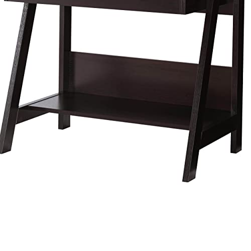 Benzara Contemporary Style Ladder Home Office Desk with 3 Open Shelves and 1 Drawer, Brown