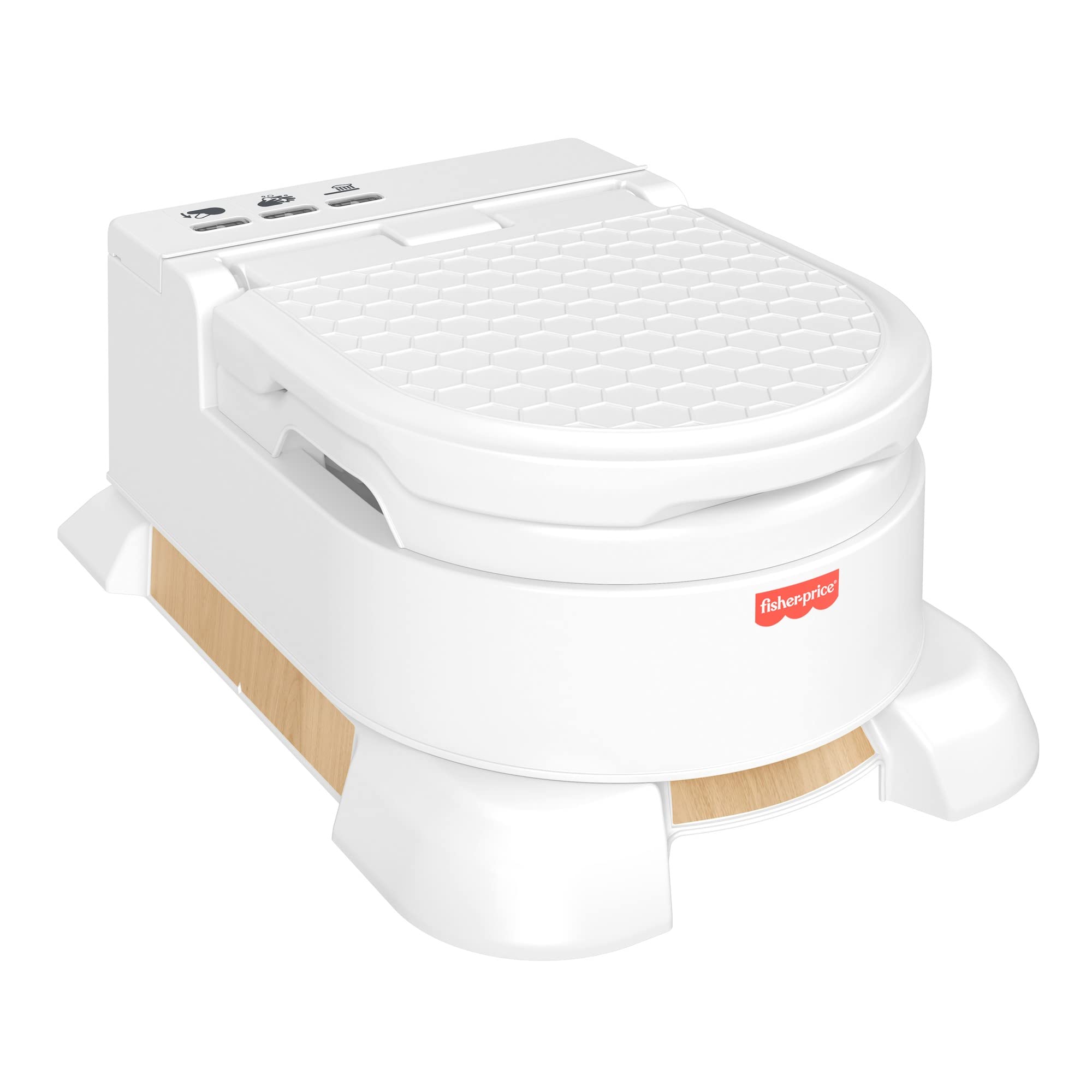 Fisher-Price Home Decor 4-in-1 Potty β Modern Infant to Toddler Potty Training Toilet and Step Stool with Removable Potty Ring, HBX68