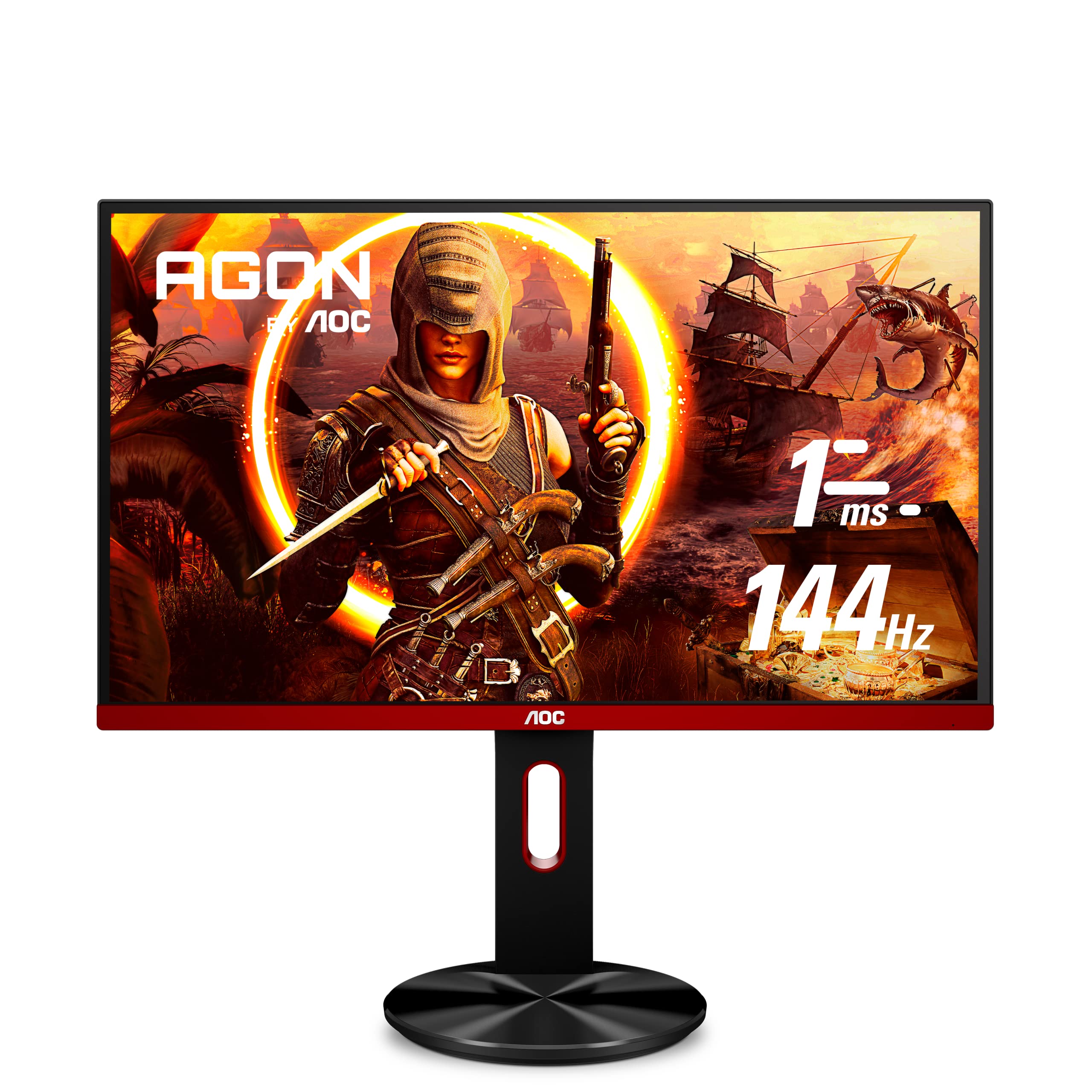 AOC G2460PF 24” Gaming Monitor, FreeSync, FHD (1920x1080), TN Panel, 144Hz, 1ms, Height Adjustable, DisplayPort, HDMI, USB