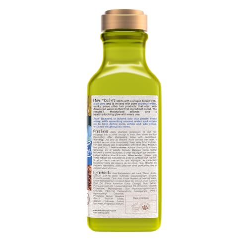 Maui Moisture Lightweight Curls + Flaxseed Shampoo, Paraben Free, Silicone Free, 13 Fl Oz,Green