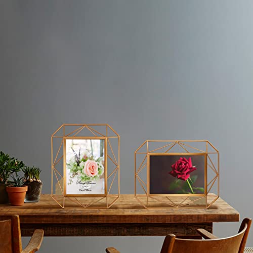 QUTREY Picture Frame 5x7 Set of 2, Metal Photo Frames 5 by 7 for Tabletop Display or Wall Mounting Decor