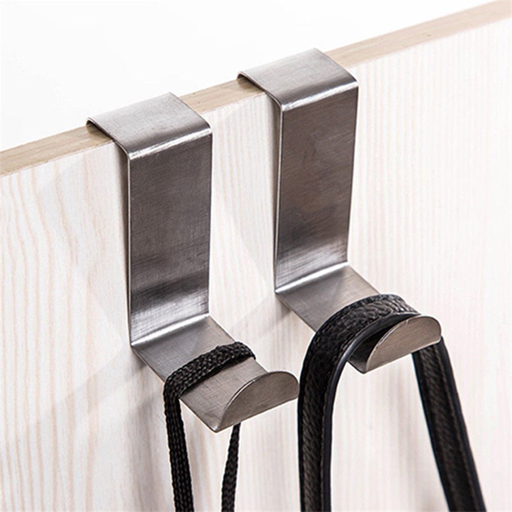 Baost 2 Pcs Stainless Steel Over The Door Hooks Z Shaped Hanging Hooks Bathroom Door Cabinet Back Hanger Hook Kitchen Space Saving Storage Organizer Rack for Towel, Hat, Coat Yellow