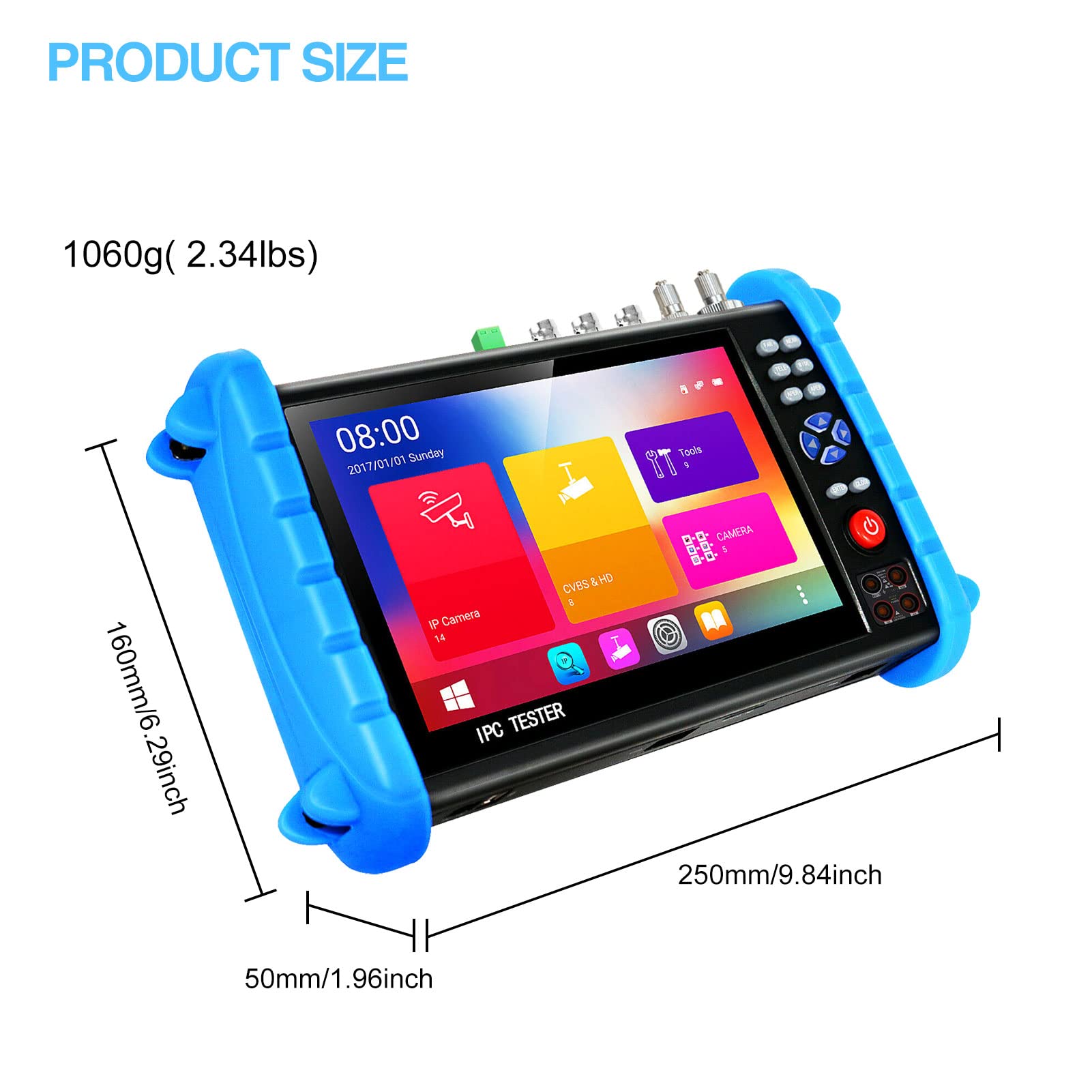 Rsrteng CCTV Camera Tester, IPCXS-ACHIMNORTUV Full Features 7-inch IPS Touch Screen Monitor CCTV Tester with HD-TVI HD-CVI AHD SDI IP Camera Support DMM TDR Features POE WiFi 4K HDMI