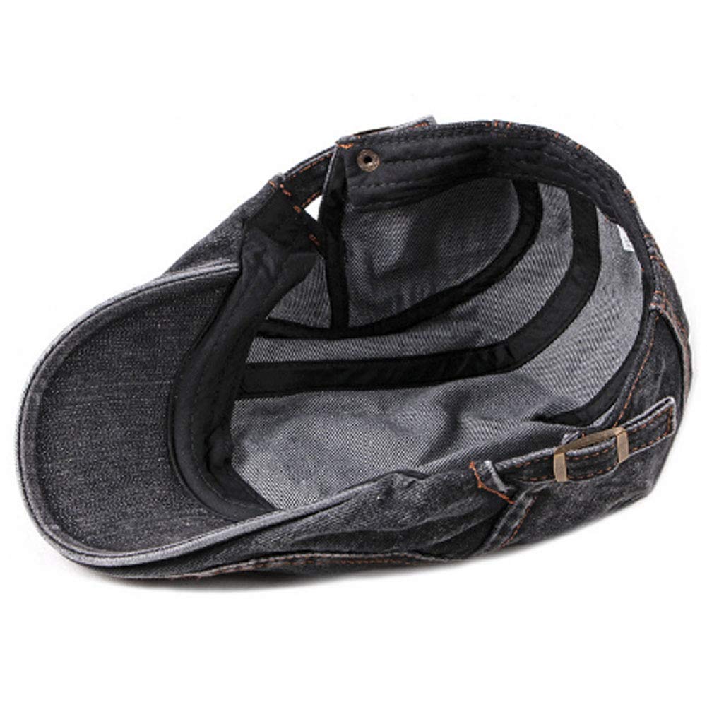 2 Pack Men's Cotton Flat Cap Ivy Gatsby Newsboy Cabbie Caps Hunting Hat, Jean Black/Dark Blue, One Size
