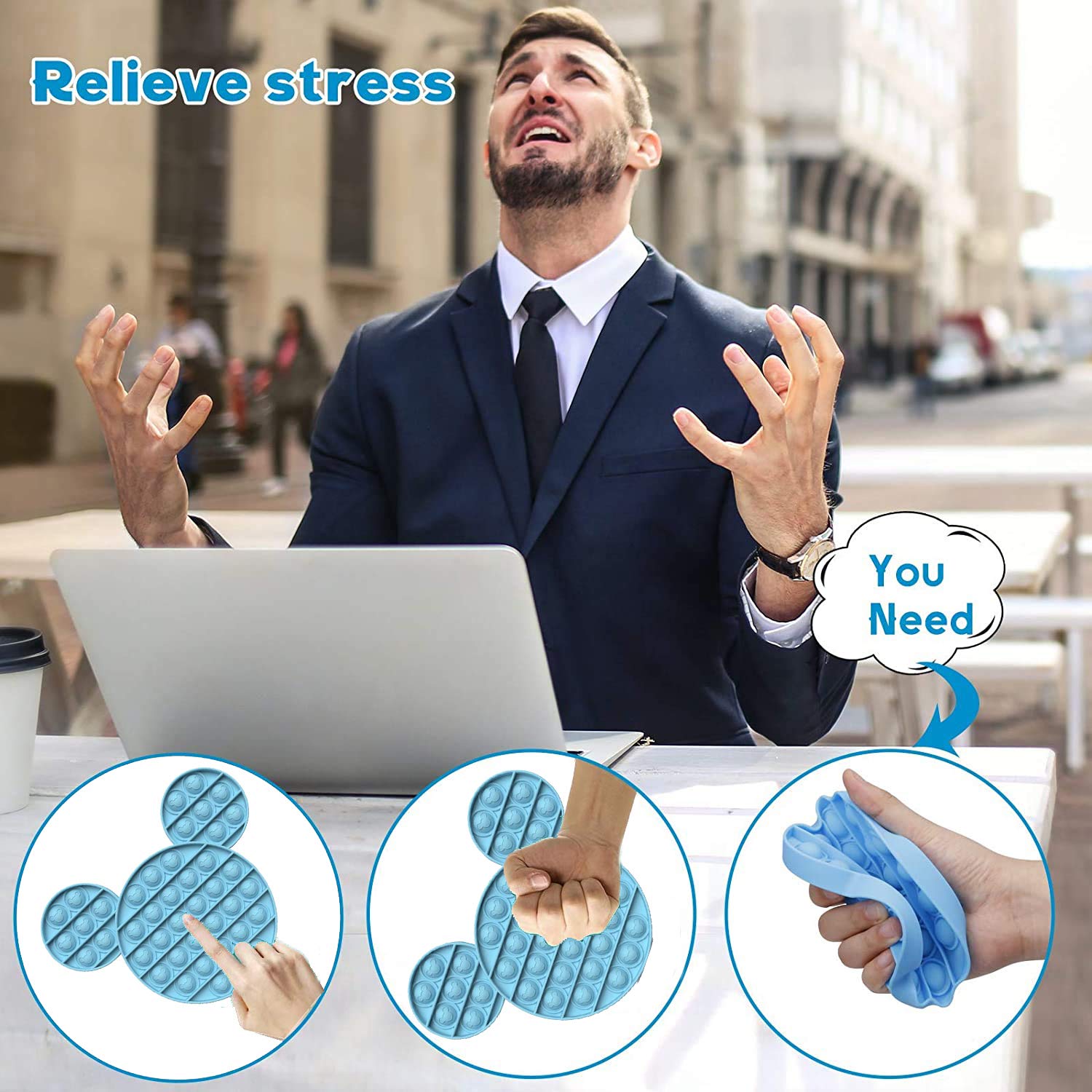 3 Pack Push Bubble Popping Sensory Fidget Toys Set, Special Needs Silicone Stress Reliever Squeeze Toy for School Home Office, Good for Kids Adults Friends Family(Animals Group A-3 Pack)