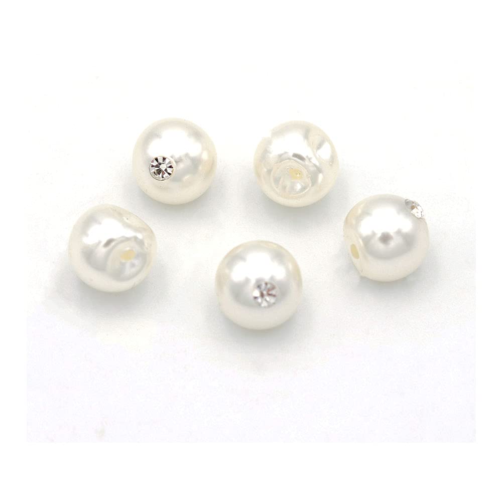 10Pcs Metal Mini Buttons Ball Pearl Buttons with Metal Shank for Clothes Craft Sewing Accessories(01 White,10mm)