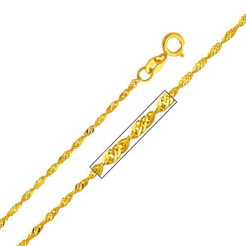 14k REAL Two Tone Gold Butterfly Pendant with 1.2mm Singapore Chain Necklace - 18"
