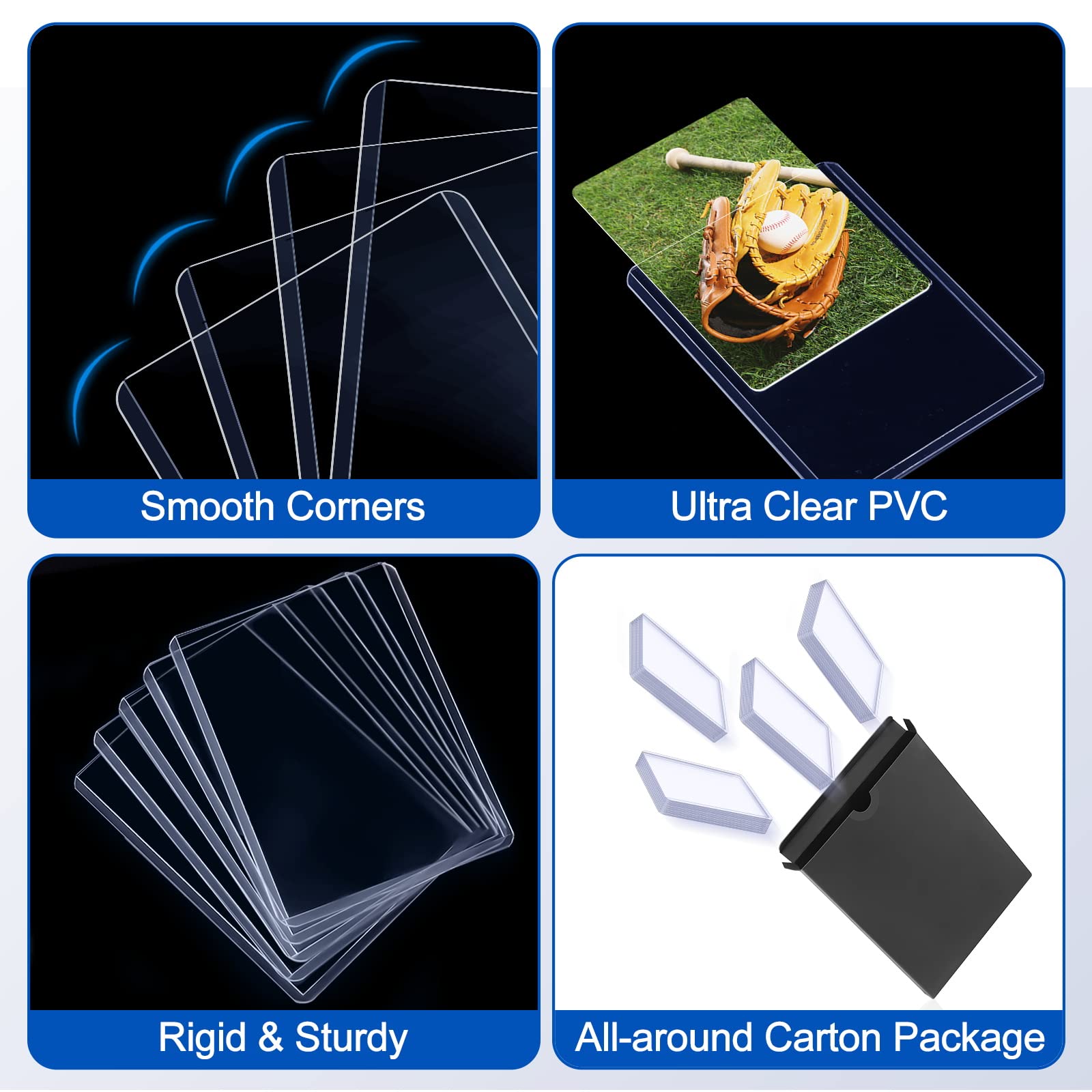 32 Count Topload Card Holder, Sooez 35PT Topload Card Protector, 3" x 4" Hard Plastic Card Sleeves, Baseball Card Protector, Rigid Toploading Card Case for Collectible Trading Sports Cards