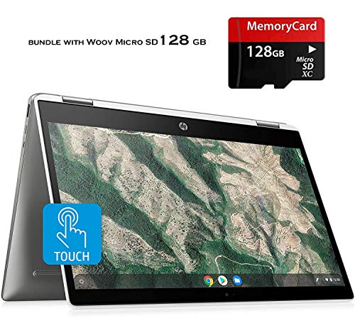 HP Chromebook X360 2-in-1 14.0” HD (1366 x 768) Touch-Screen Portable Laptop, Intel Celeron Processor N4000, Webcam, USB-C, Chrome OS, 4GB Memory, 32GB eMMC Flash Memory (W/Woov Micro SD 128GB)