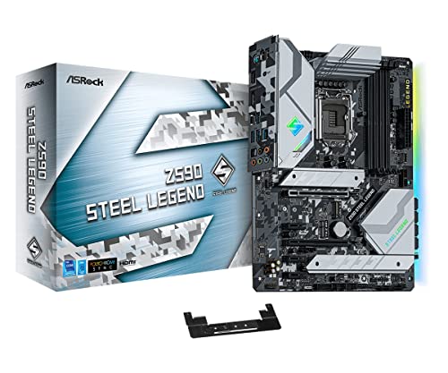 ASRock Z590 Steel Legend Compatible with Intel 10th and 11th Generation CPU (LGA1200) Z590 with Chipset