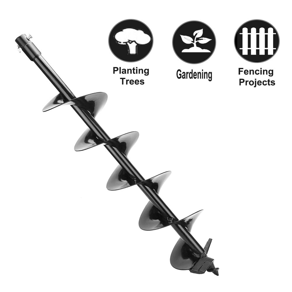 Earth Auger Drill Bit,7/8" Shaft & 31” Length Augers for Gasoline Earth and Ice Auger Power Heads (6 Inch, Black Post Hole Digger)
