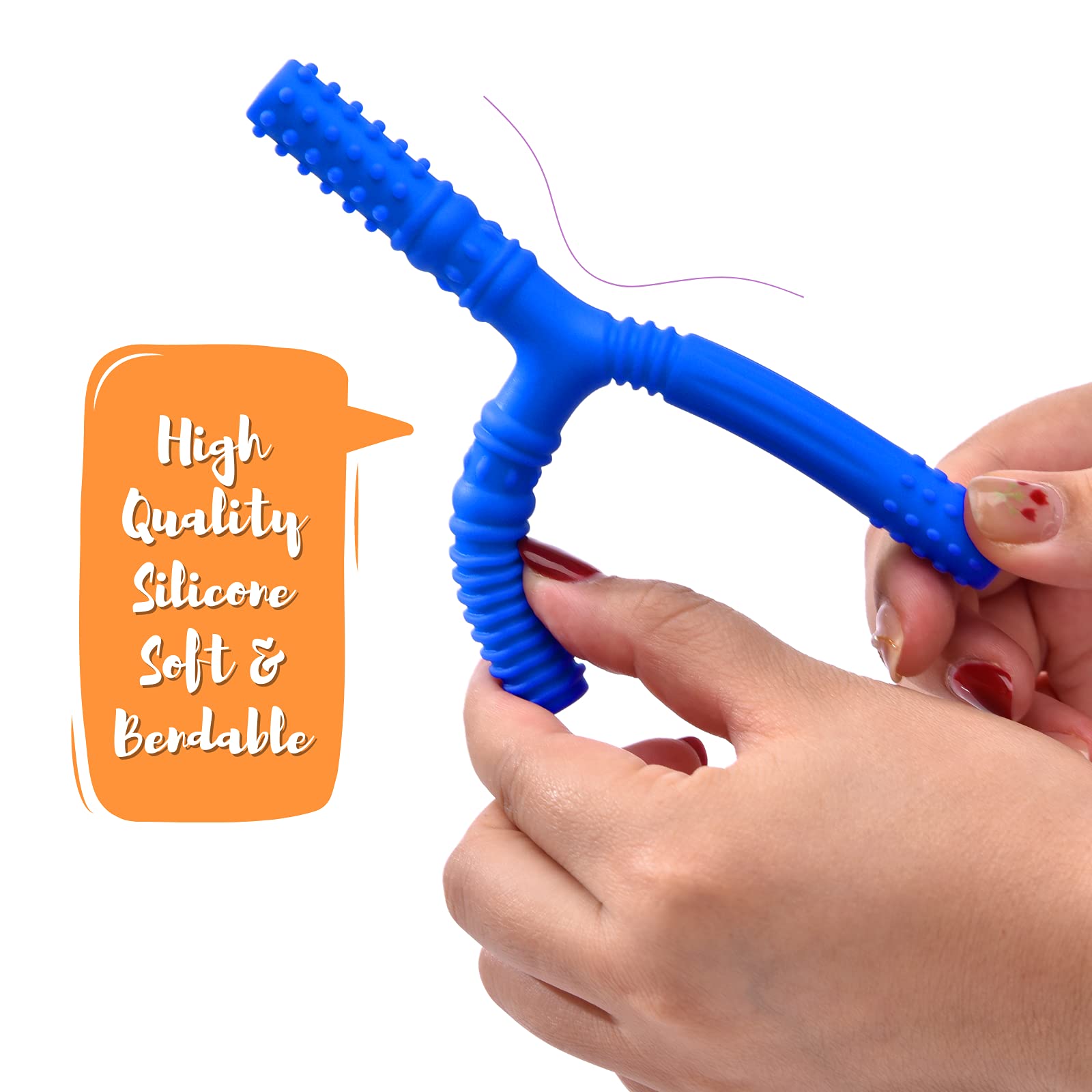 3 Pack Sensory Chew Hollow Teething Tubes, Y Style Teether Toys for Babies 3+ Months, Baby Kids Boys and Girls, Silicone Teether Tubes for Autistic Chewers, ADHD, Baby Nursing or Special Needs