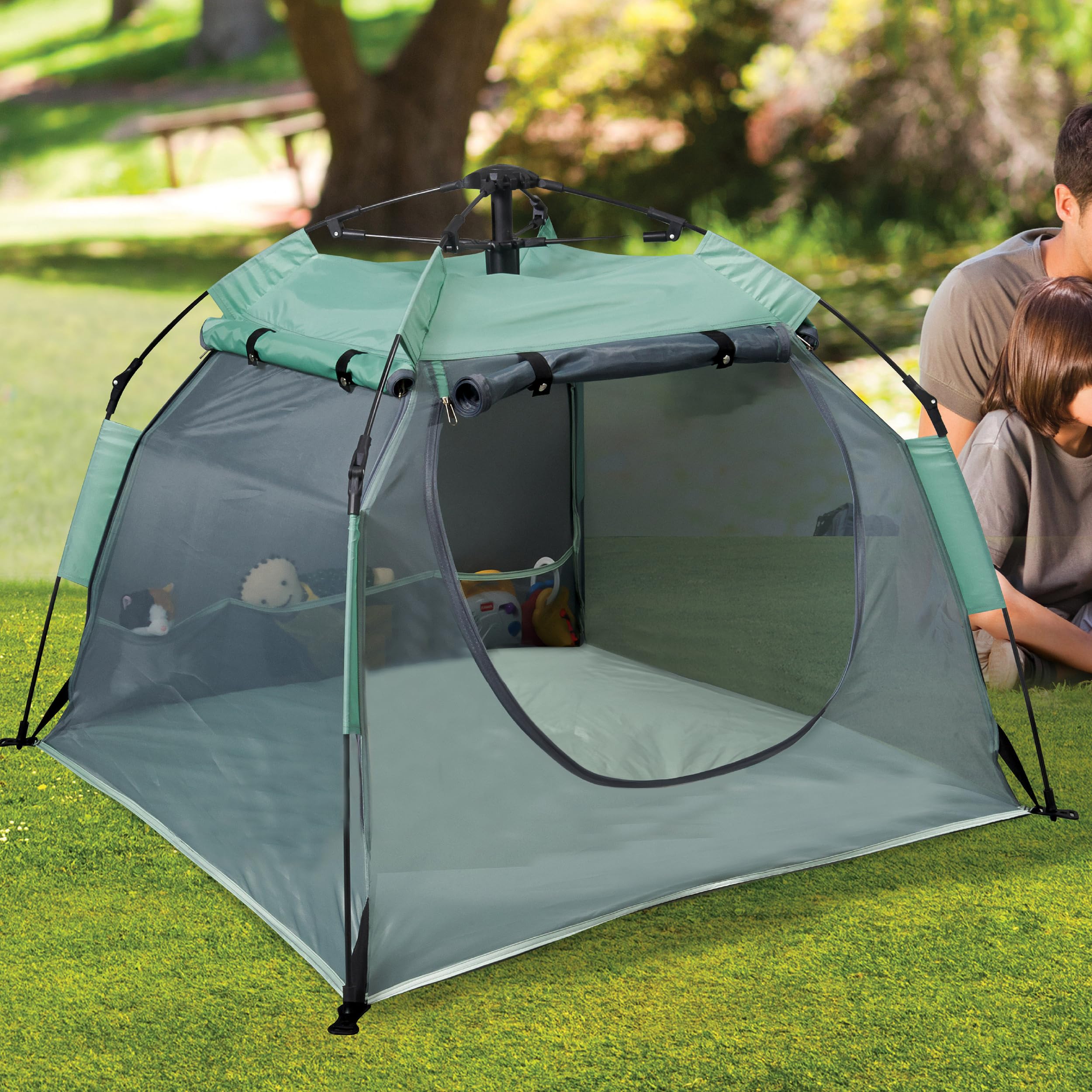 KidCo - Peapod Camp Lightweight Portable Baby Toddler Travel Tent, Play Tent, Ages 6 Months - 6 Years (Seafoam)
