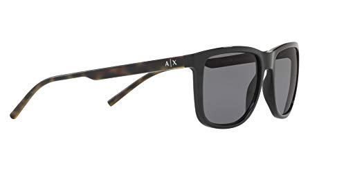 A|X ARMANI EXCHANGE Men's AX4070S Square Sunglasses, Black/Grey Polarized, 57 mm