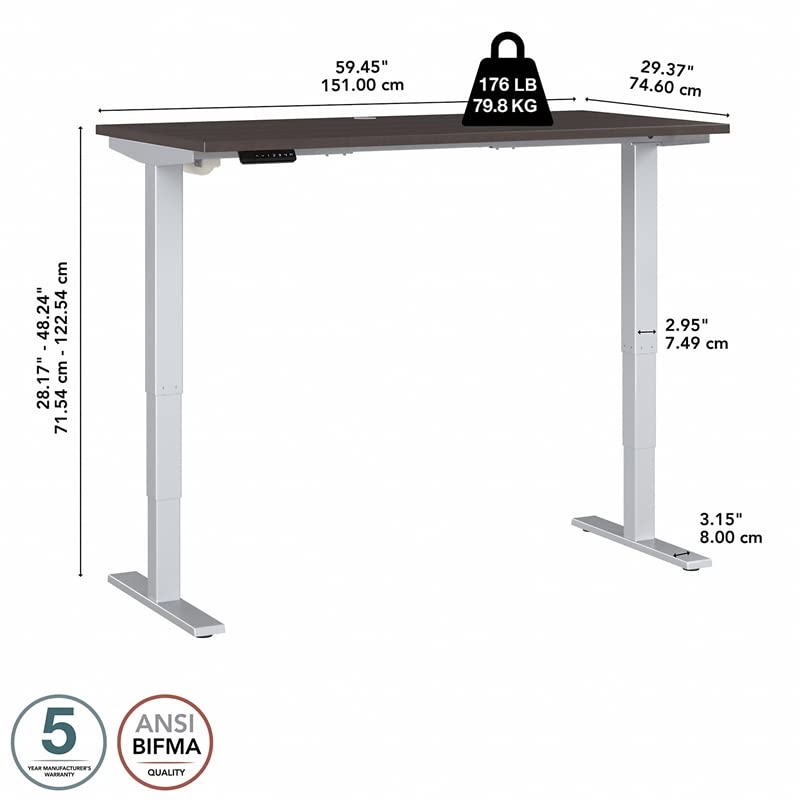 Bush Business Furniture Move 40 Series Height Adjustable Desk, 60W x 30D, Storm Gray