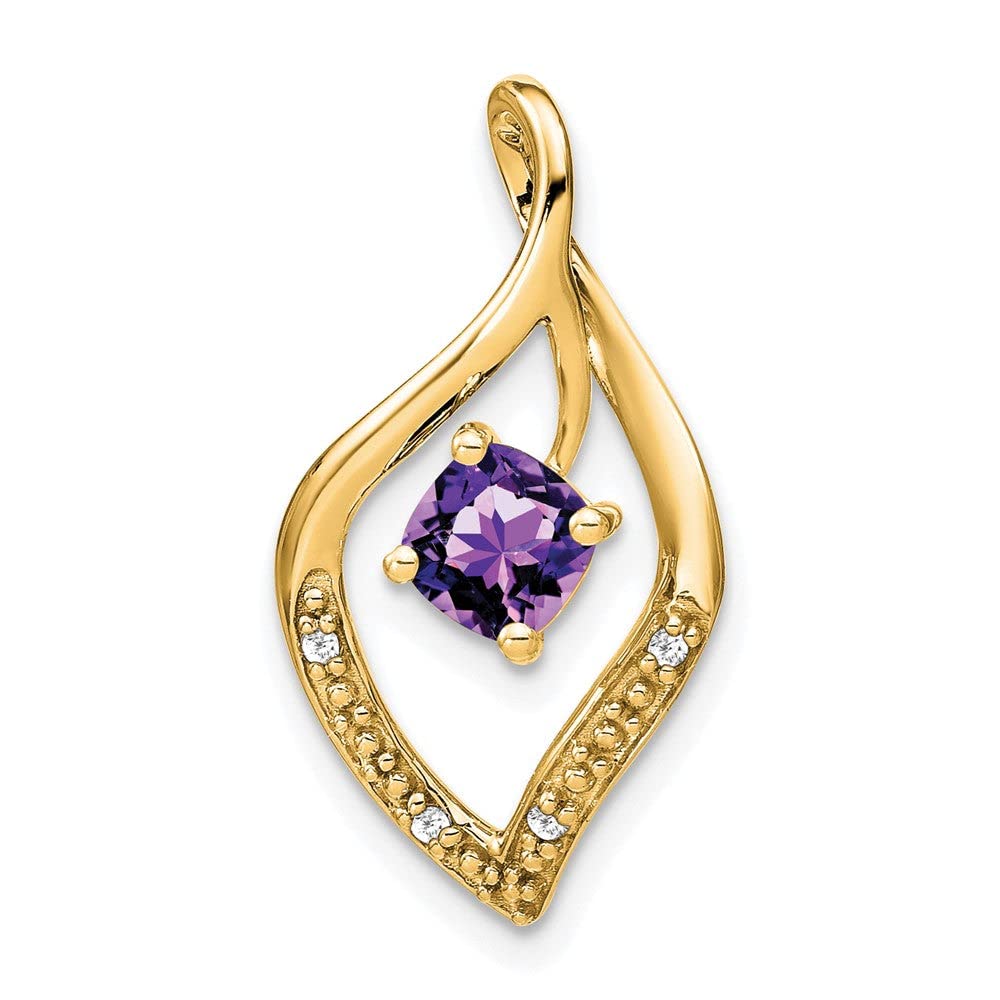 14k Yellow Gold Amethyst and Diamond Pendant GLD-AZ-PM7035-AM-003-YA