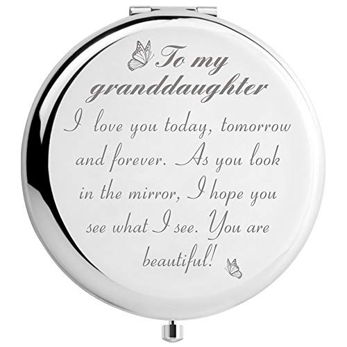 DIDADIC Tabletop Mount Granddaughter Gifts from Grandma and Grandpa, to My Granddaughter Makeup Mirror for Birthday Graduation Christmas