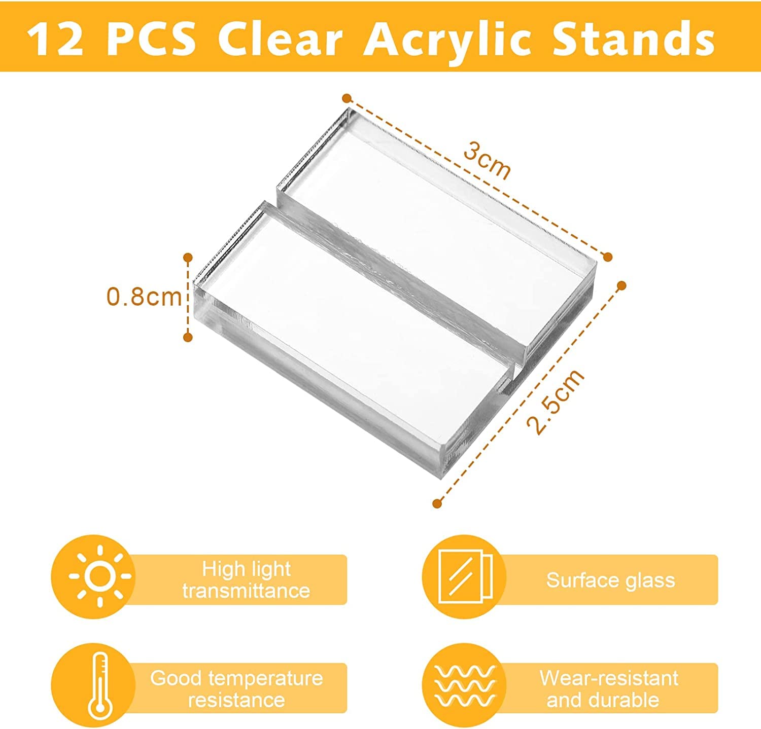 Acrylic Sign Holder Clear Place Card Holders Acrylic Stands Table Number Stands Wedding Sign Holders Card Display Stand for Table Wedding Photo Office Menu Meeting Party Event Decoration(12Pcs, 1.2")
