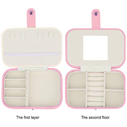 DIFFLIFE Jewelry Organizer Box,2019 New Jewelry Storage Organizer Mirrored Mini Travel Case Lockable Black Faux Leather for Valentine's Day Gift Beads, Rings, Earrings (Pink Flower) (YUNDA1998)