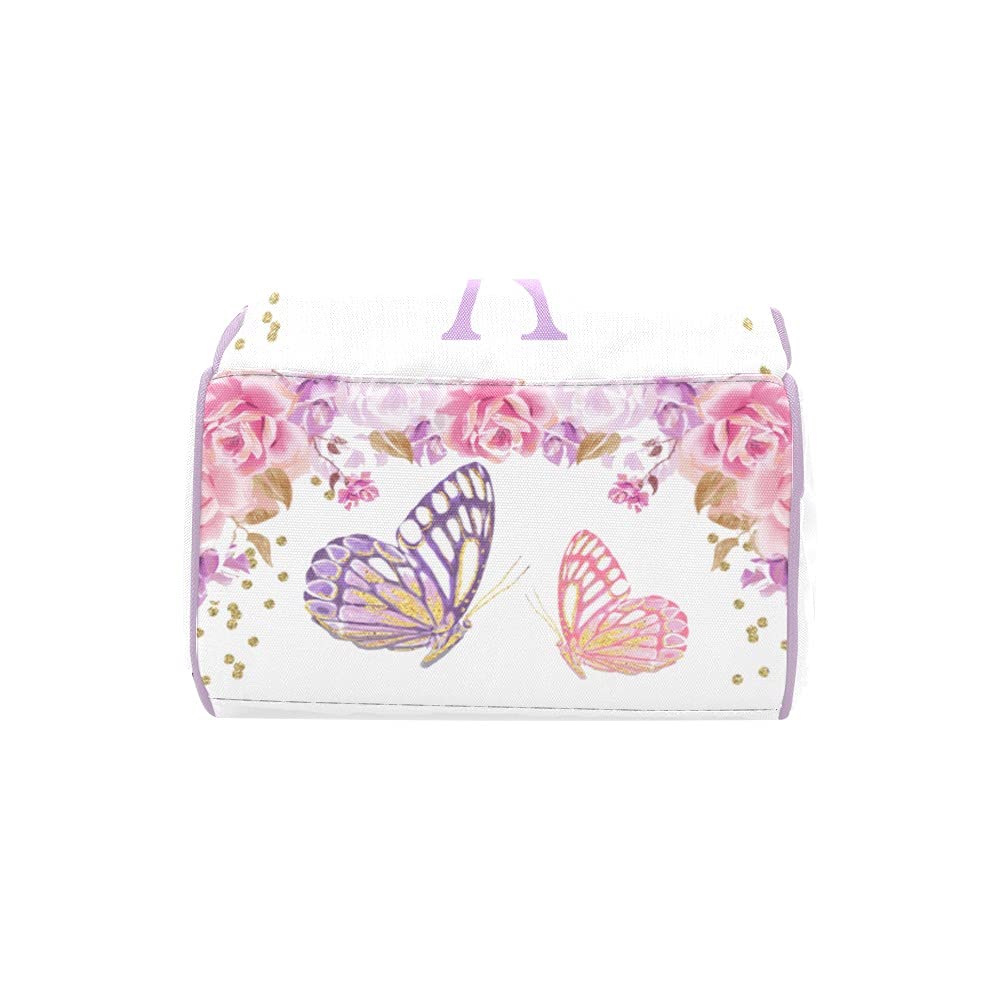XOZOTY Purple Flower Butterfly Diaper Bags Backpack Personalized Baby Bag Nursing Nappy Bag Travel Tote Bag Gifts