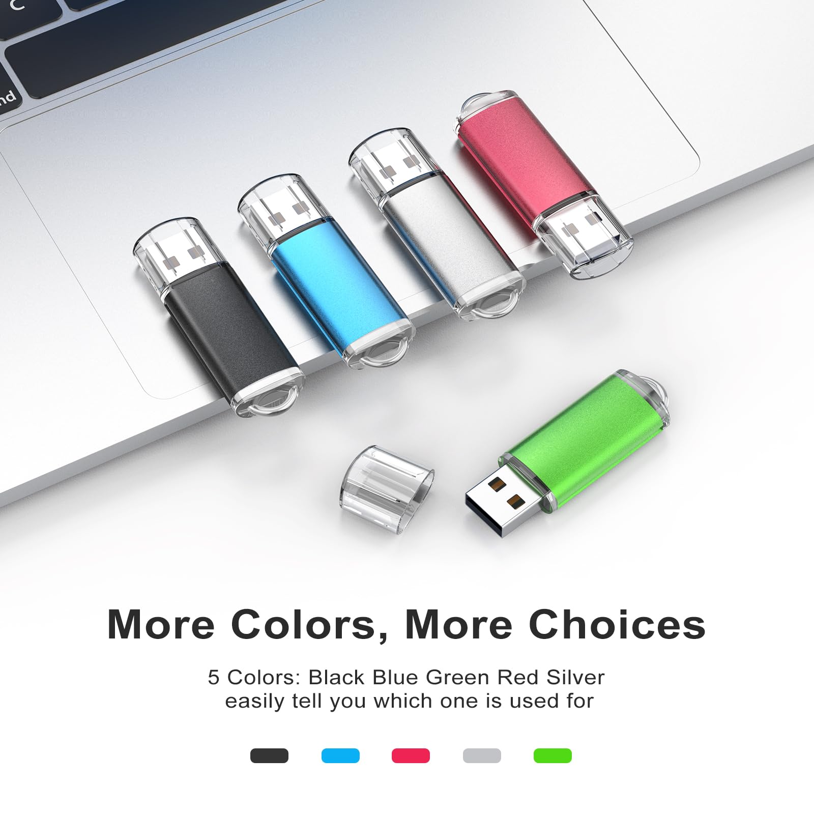 TOPESEL USB Flash Drive 5 Pack 64GB USB 2.0 Flash Drive Memory Stick USB Drive Jump Drive USB Storage Flash Drives Pen Drive Thumb Drives (5 Mixed Colors: Black Blue Green Red Silver)