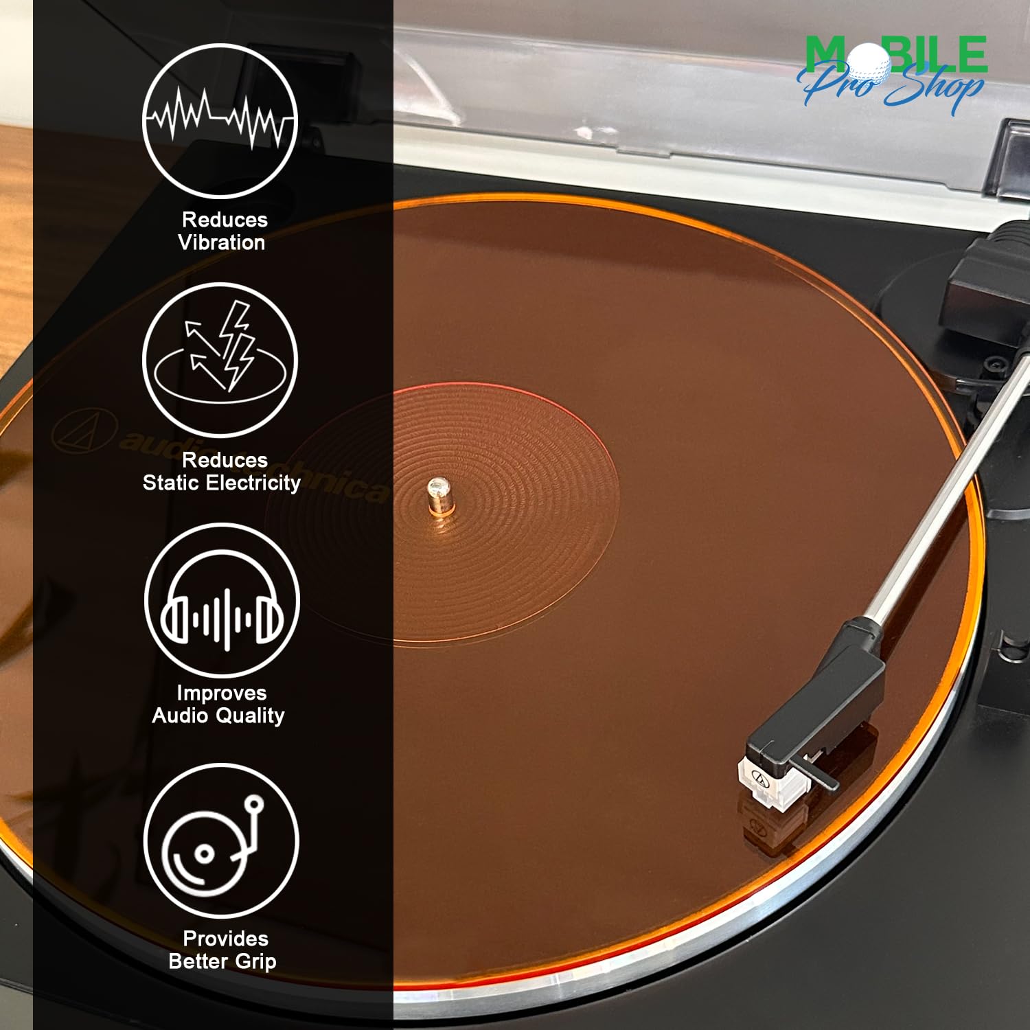 Acrylic Turntable Mat-Platter Vinyl Slipmat for 12 Inches LP Players-Reduced Noise & Improves Sound Quality & Provides Tighter Bass-Anti Static Record Player Mat.