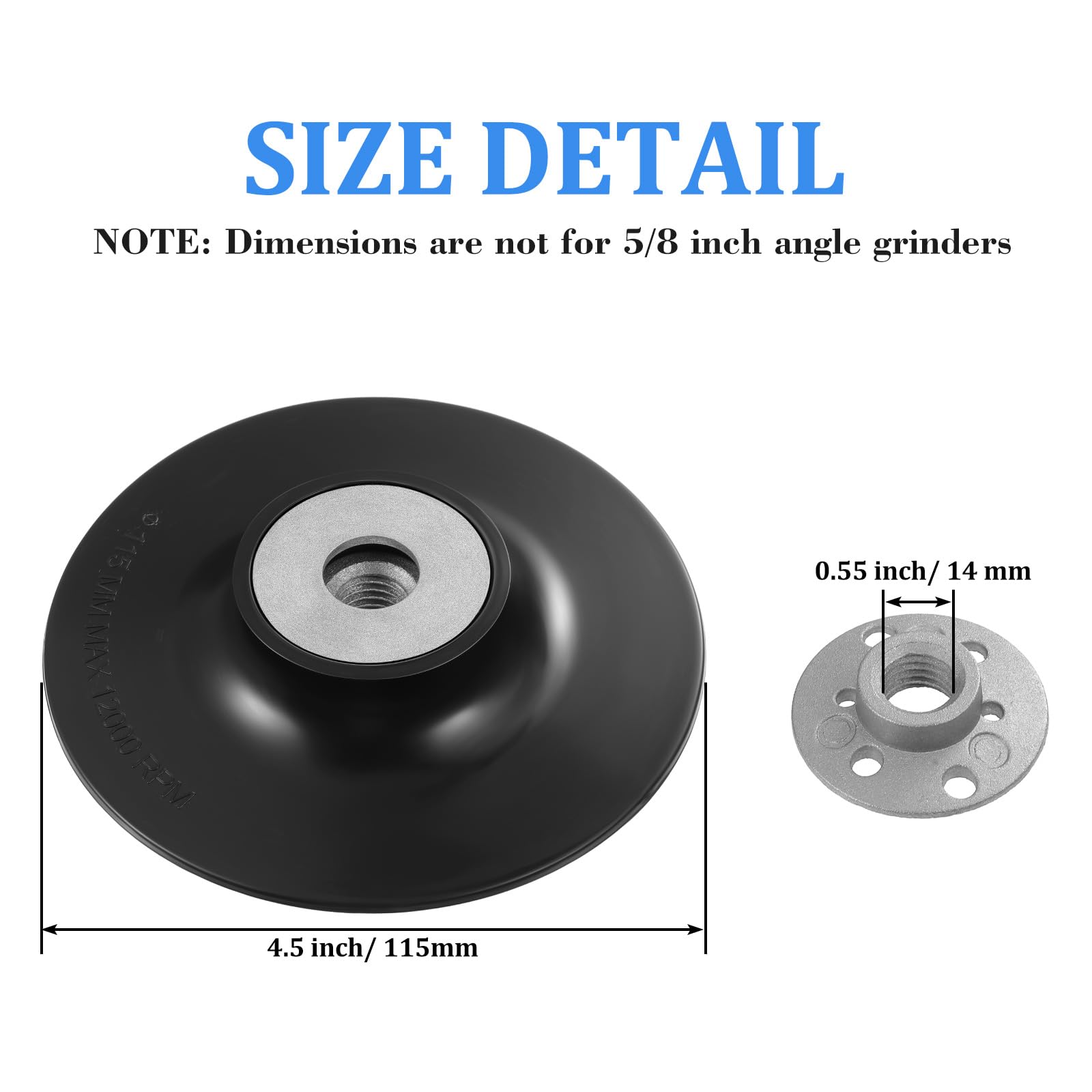 3 Pieces 4-1/2 Inch 14 mm Sanding Disc Backing Pads Replacement Disc Backing Pads Sander Backup Pad with M14 Thread Lock Nut for Angle Grinder