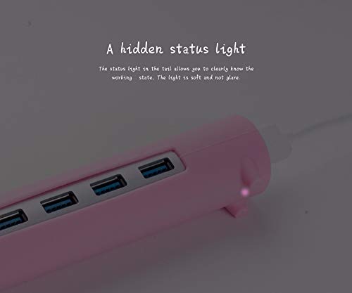 SHYPT 4 in 1 Cute Pet-Shape HUB for MAC Notebook Aluminum Alloy Silicone 100cm Detached Data Cable (Color : Pink)
